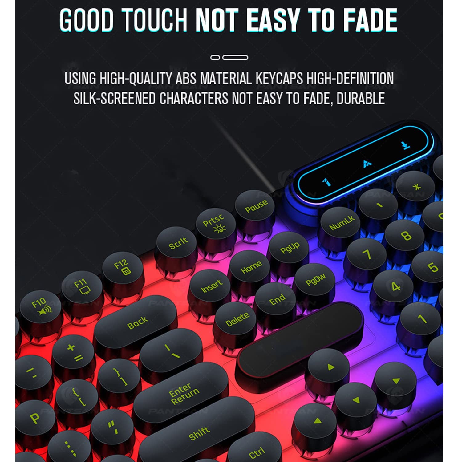 EXHNLE Color Rainbow LED Backlit Mechanical Feeling USB Wired Gaming Keyboard and Mouse Combo, Backlit Keyboard, for Laptop PC Computer Game and Work (Color : White)
