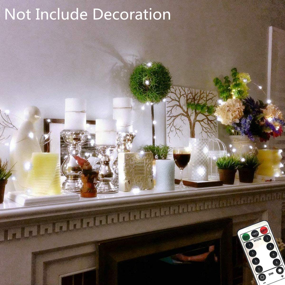 Chinety Fairy Lights Battery Operated 16ft 50 LED 4 Pack Christmas String Lights, Waterproof 8 Modes Copper Wire Lights with Remote Timer Twinkle Starry String Lights for Bedroom Christmas Party Decor