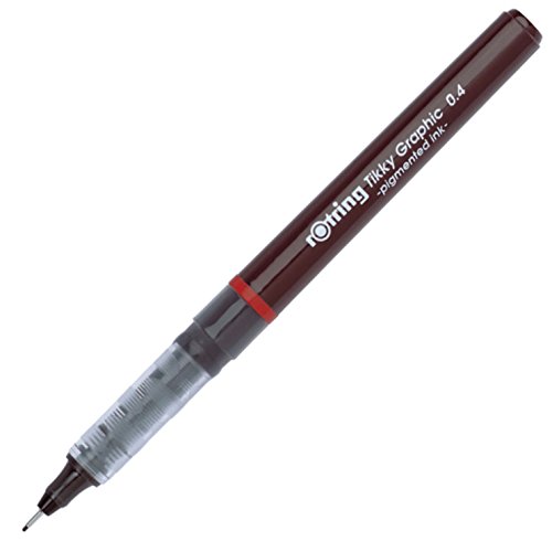 Rotring Tikky Fine Liner Fiber Tip Graphic Pen, 0.4 mm, Black Ink (1904754)