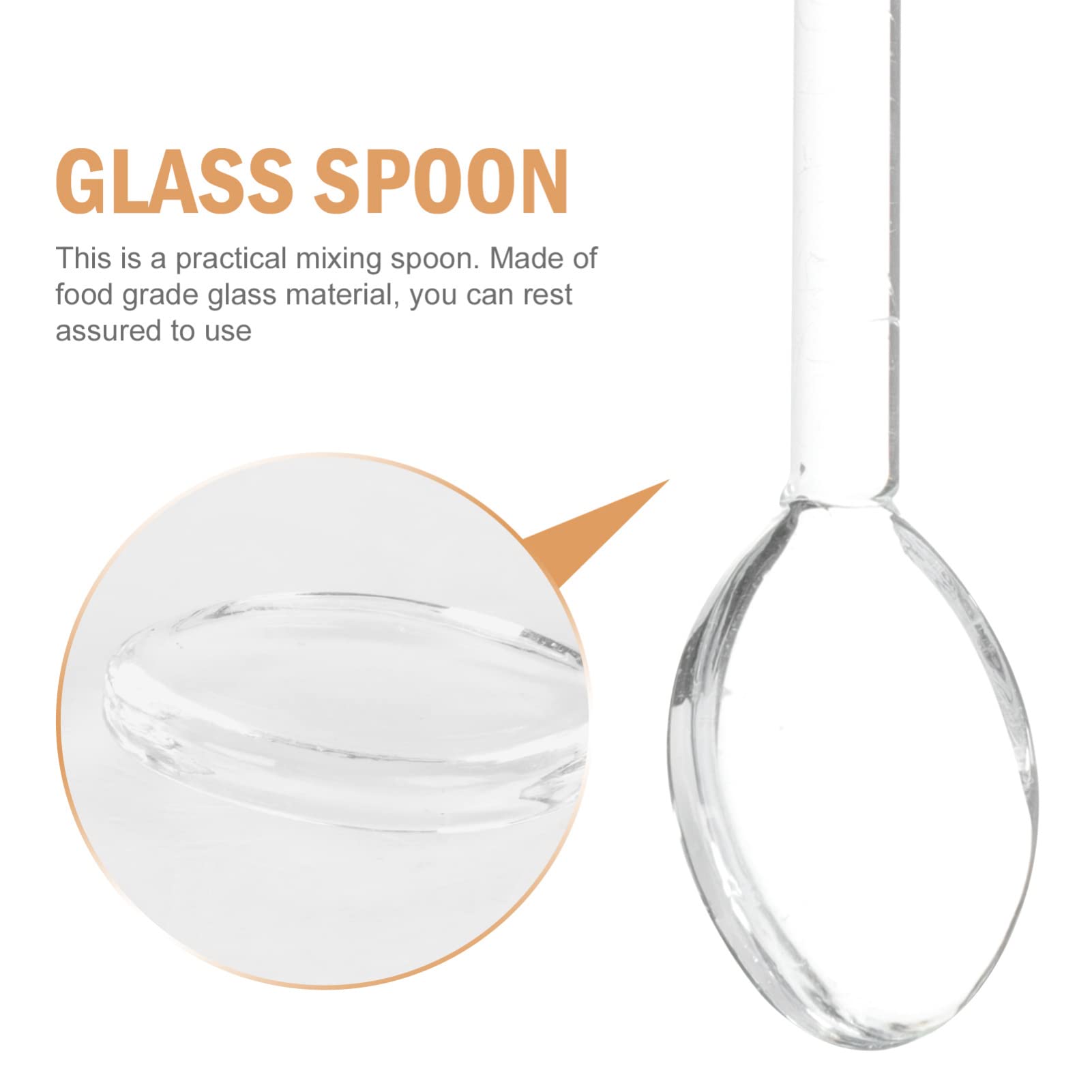 DOITOOL Glass Coffee Spoon Stirring Spoon, Rod Mixing Spoon Long Handle Spoons, Tea Stirrers Clear Petite Teaspoons Heat Resistant for Tea Sugar Bar Party- Clear, Set of 6
