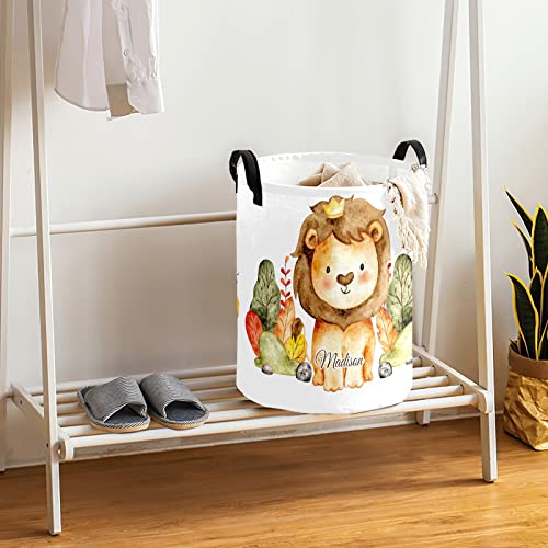King of Jungle Lion Personalized Laundry Basket Clothes Hamper Storage Handle Waterproof, Custom Collapsible Large Capacity , for Bedroom Bathroom Toy Decoration
