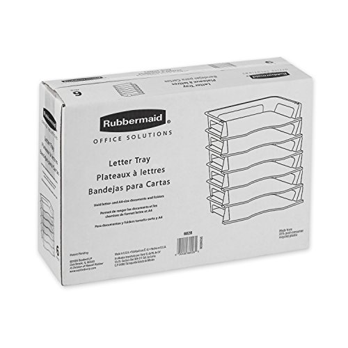 Rubbermaid Regeneration Letter Tray, Six Tier, Plastic, Black (86028)