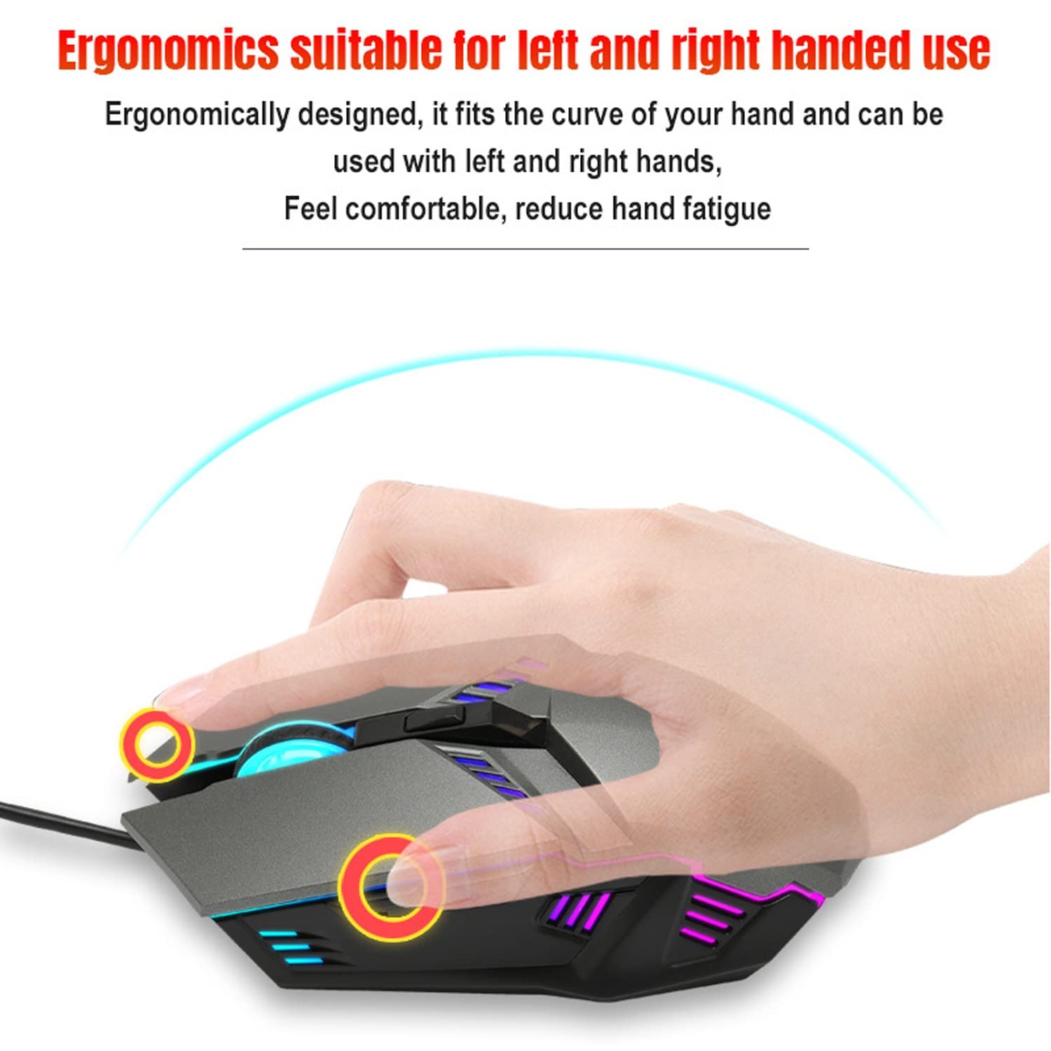 EXHNLE Gaming Keyboard and Mouse Combo, Gaming Keyboard RGB LED Rainbow Backlit, USB Wired Keyboard, for PC Laptop Desktop Gaming and Work (Color : Silver)