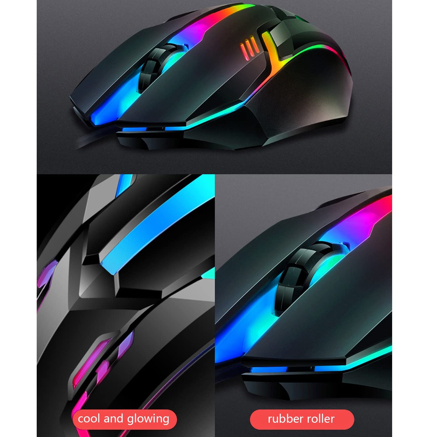 EXHNLE Gaming Keyboard and Mouse Combo, Wired Mechanical Gaming Keyboard, USB Wired Backlit Keyboard, for Laptop PC Computer Game and Work
