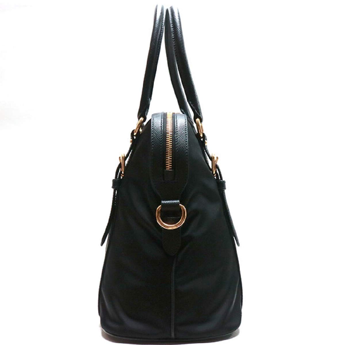 Prada Womens Tessuto Nylon Saffiano Leather Black Handbag 1BB013