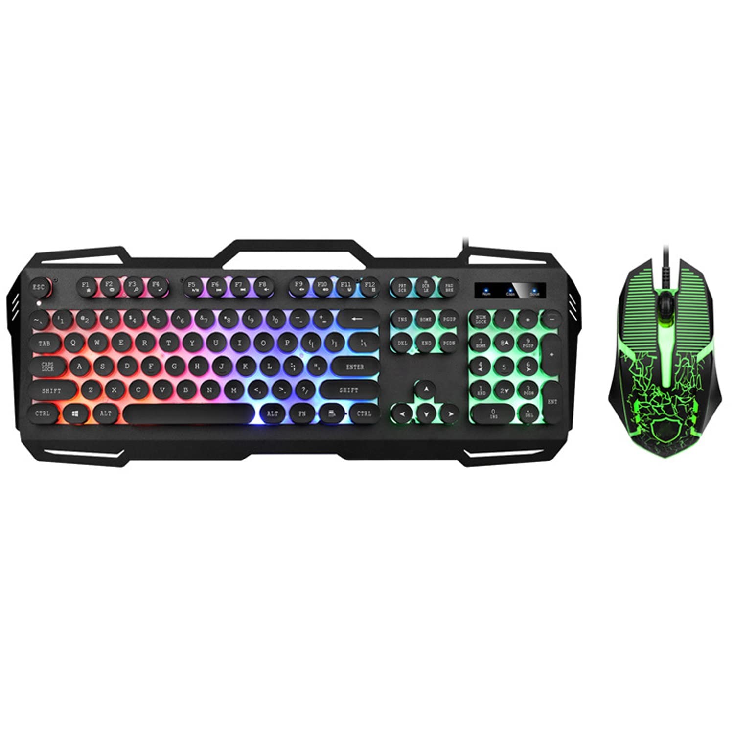 EXHNLE Gaming Keyboard and Mouse Combo, Wired RGB Backlit Gaming Keyboard, USB Wired Backlit Keyboard, for Laptop PC Computer Game and Work (Color : Black)
