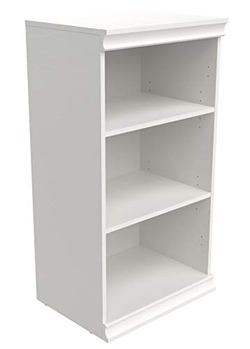 ClosetMaid Modular Storage Shelf Unit with 3 Shelves, Wood Closet Organizer Adjustable, Stacking, Full Backer, Decorative Trim, White, 40.29 H x 21.39 in. W x 15.91 in. D