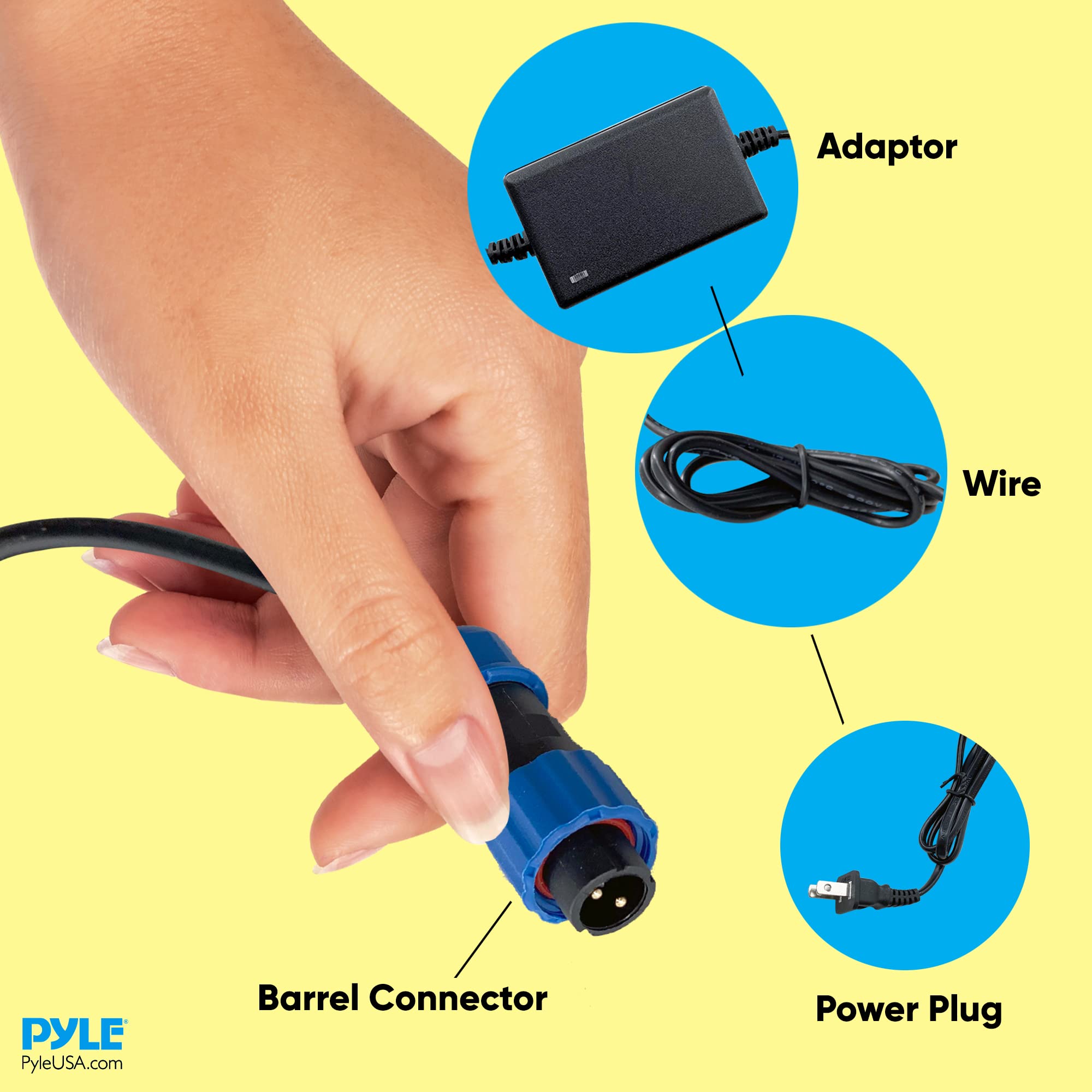 Pyle 12V AC/DC Power Adapter - 24 Watt, AC 100-240V to DC 12V, Replacement Part for Pyle Models: PDWR51BTWT, PDWR52BTBK, PDWR61BTWT, PDWR62BTBK