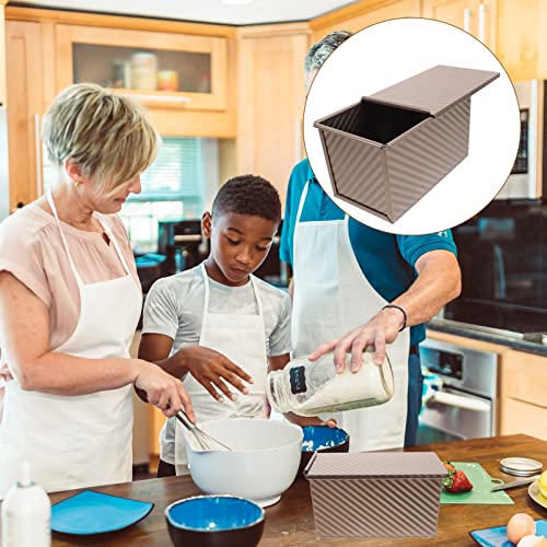 HEMOTON Toast Baking Mold Sandwich Bread Sandwich Bread Household Toast Mold Loaf Pan with Lid Nonstick Loaf Pan Carbon Steel Bread Pan Kitchen Loaf Pan Bread Baking Tin Bread Loaf Pan