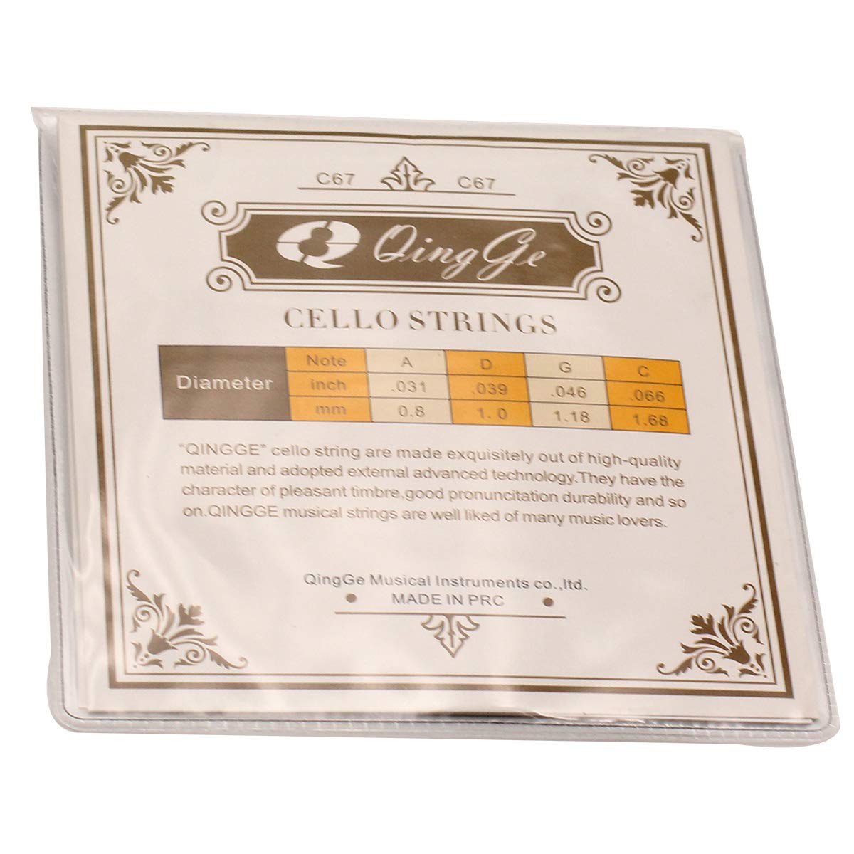 Q QINGGE Steel Core Cello Strings 4/4 3/4 set Strings for Student Strings β Sealed Pouch Prevents Corrosion