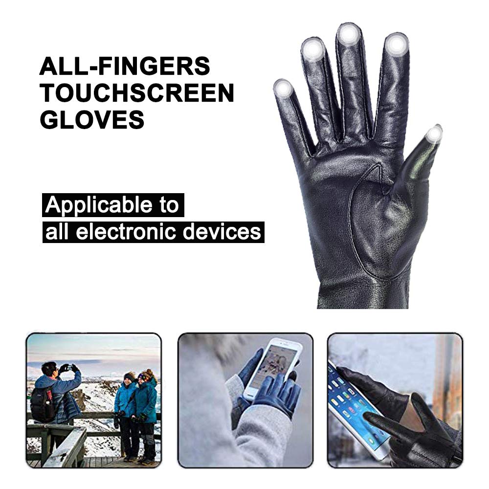QECEPEI Womens Long Leather Gloves Touchscreen Texting Opera Evening Dress Driving Gloves Sikly Liner L, 19.6"/50cm
