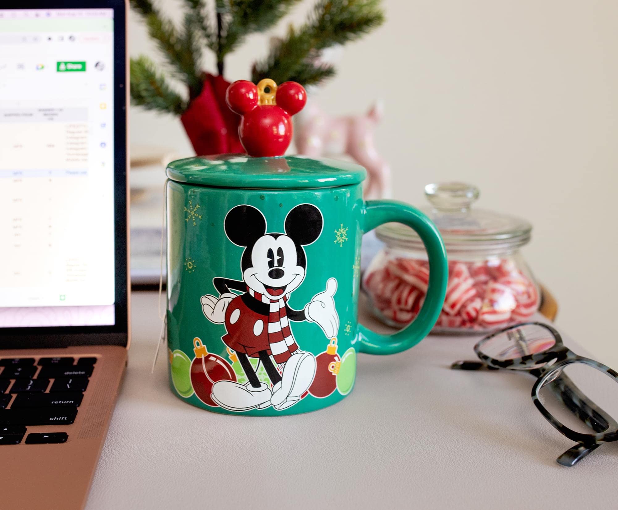 Disney Mickey Mouse Holiday Ornaments Ceramic Mug | Holds 18 Ounces