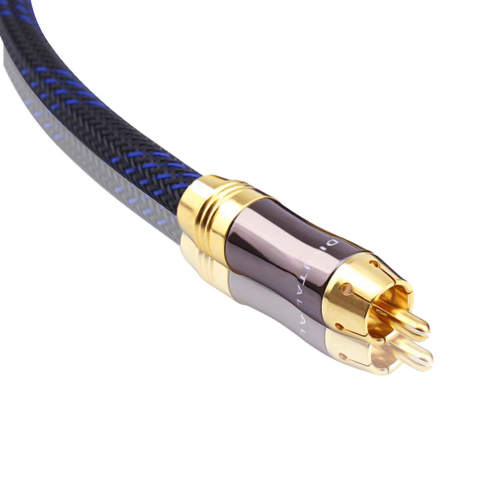 KUYIOHIFI Dual Shielded (OD 8.0mm) 1 RCA Male to 2 RCA Male Audio Cable RCA Y-Adapter Subwoofer Cable (2 Feet)