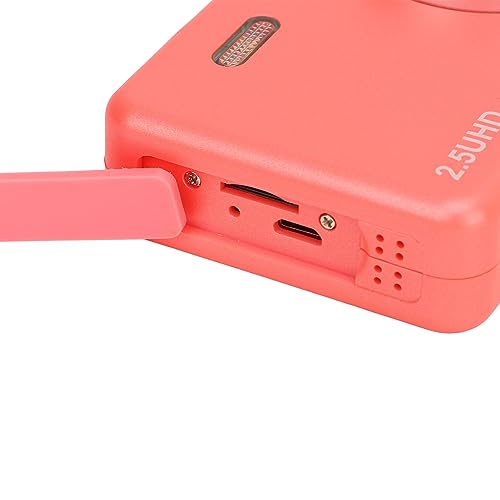 Compact Cute Dual Lens Digital Camera 2.5K HD Selfie Camera with 8 Times Zoom, Automatic Light Sensitivity, Perfect for Students (Pink)