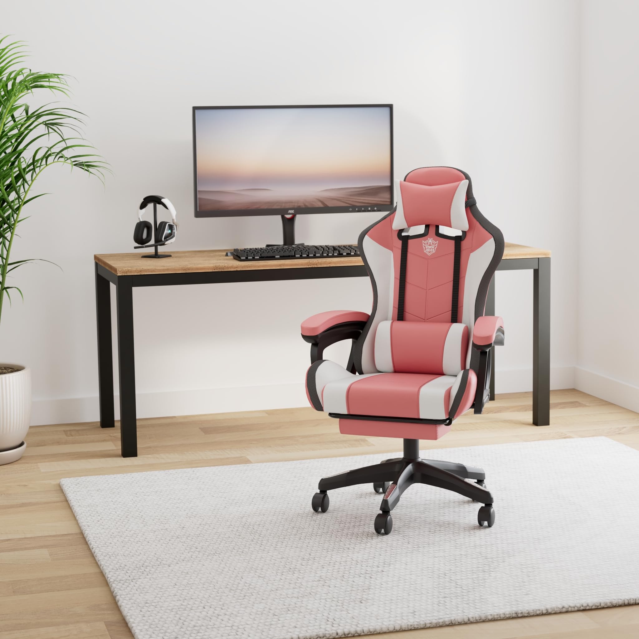 TBQATNTS Gaming Chair with Speakers,Led Gaming Chair,Ergonomic Pro Gaming Chair with Full Massage Lumbar Support Bluetooth Speakers Backrest Adjustable/Gaming Chairs for Adults,Black