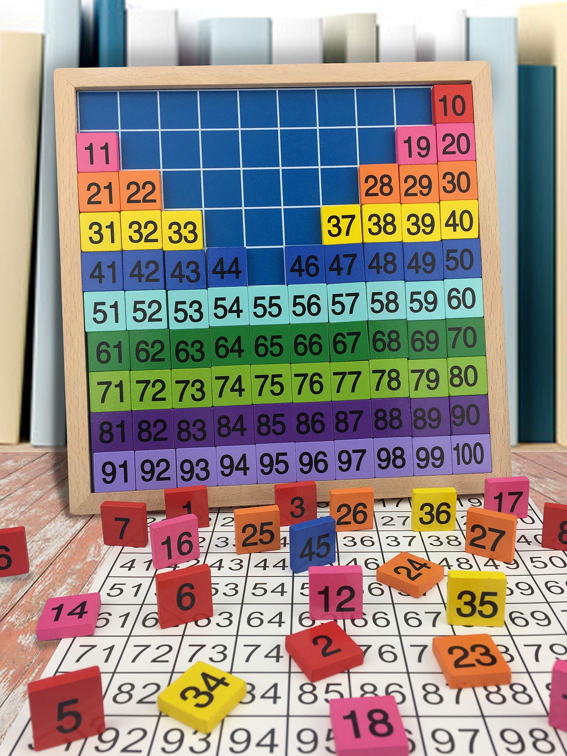 Wooden Hundred Board Toy,100 Digital Board Montessori Math Toy with Storage Bag,Multi-Color Hundred Counting Toys,1-100 Consecutive Numbers Game,Educational&Learning Digital Toy Gift for Kids,Boy,Girl