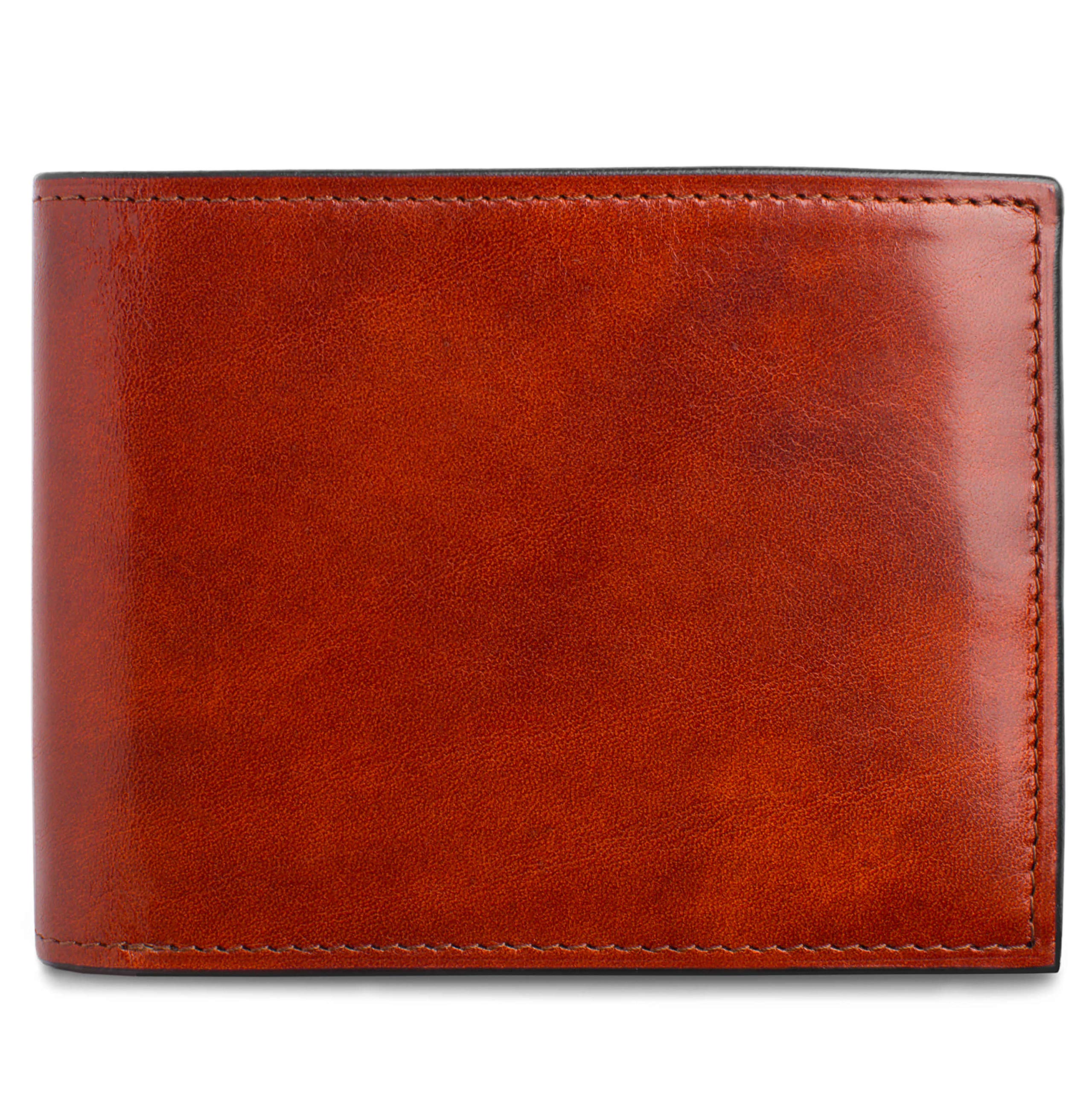 Bosca Men's Old Leather Bifold Wallet with ID Window and Card Slots - Italian Leather, Durable and Stylish, Cognac Brown