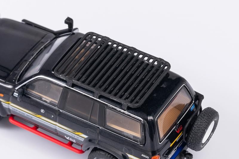 FloZ for KengFai for Toyota for Land Cruiser for LC80 Off-Road Vehicle Pearl Black Off Road Edition 1:64 Truck Pre-Built Model