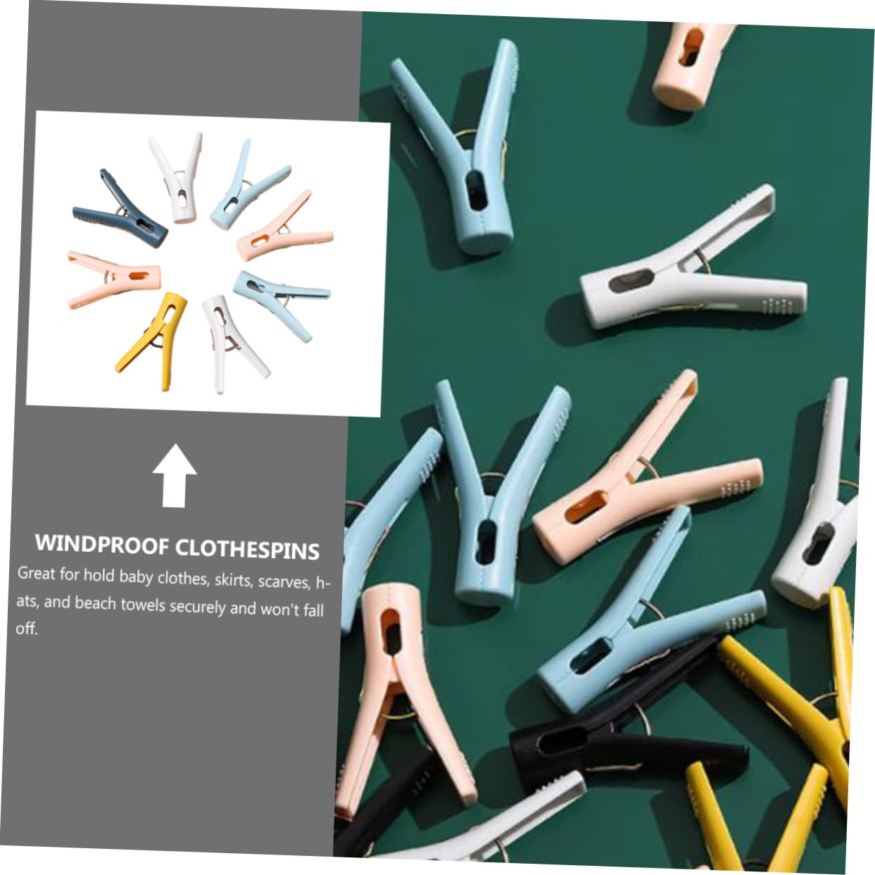 LABRIMP 30pcs Clothespin Abs Accessories Windproof