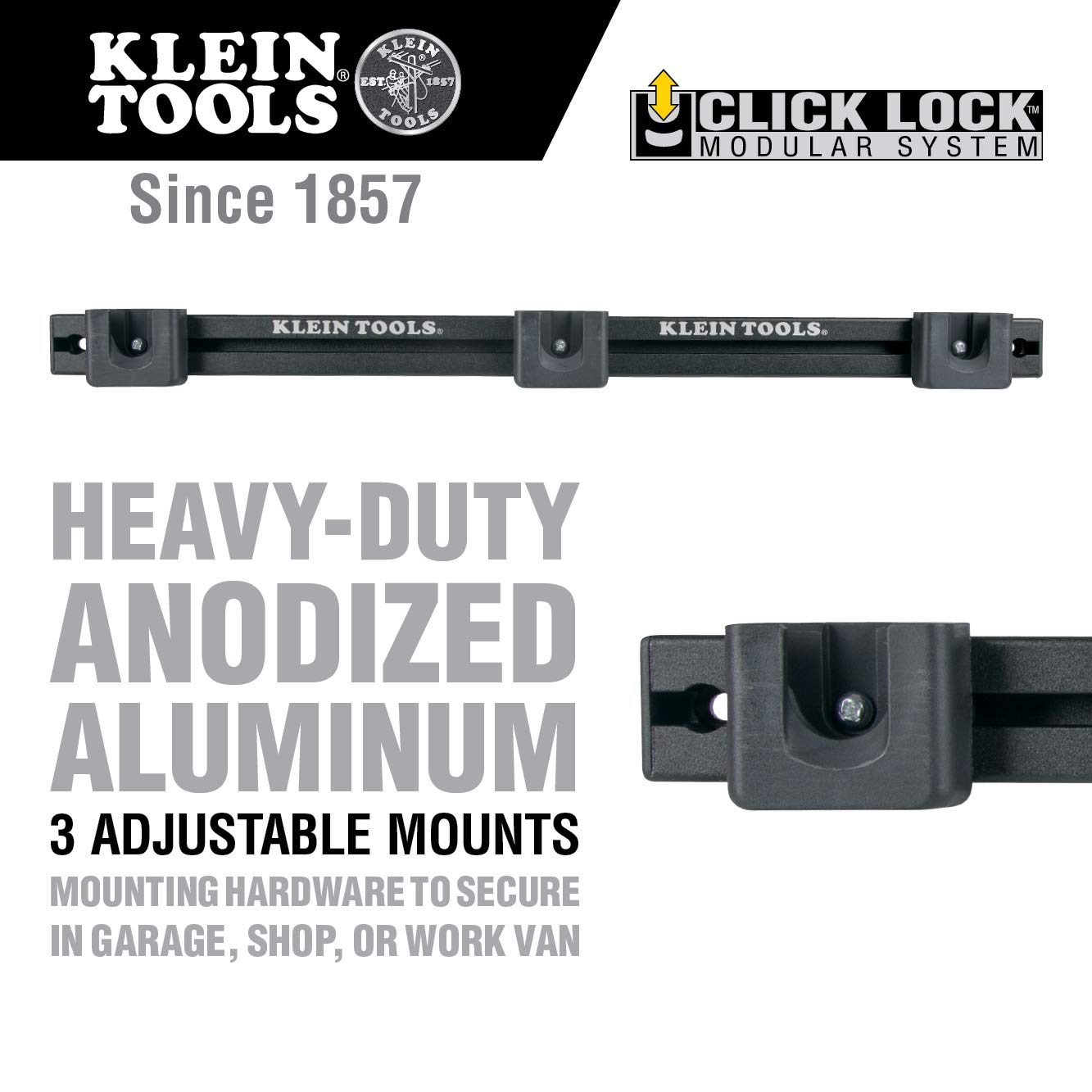 Klein Tools 55921 Tool Rack, Tradesman Pro Modular Wall Mount Rack Works with Klein Click Lock Modular Pouches