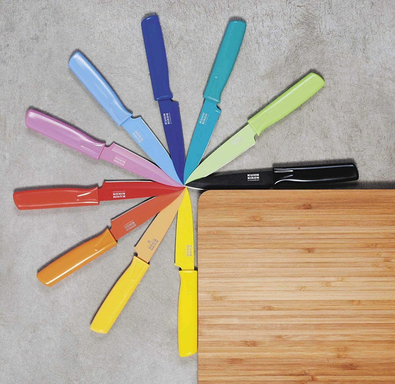 Kuhn Rikon Colori Non-Stick Straight Paring Knife with Safety Sheath, 4 inch/10.16 cm Blade, Lime