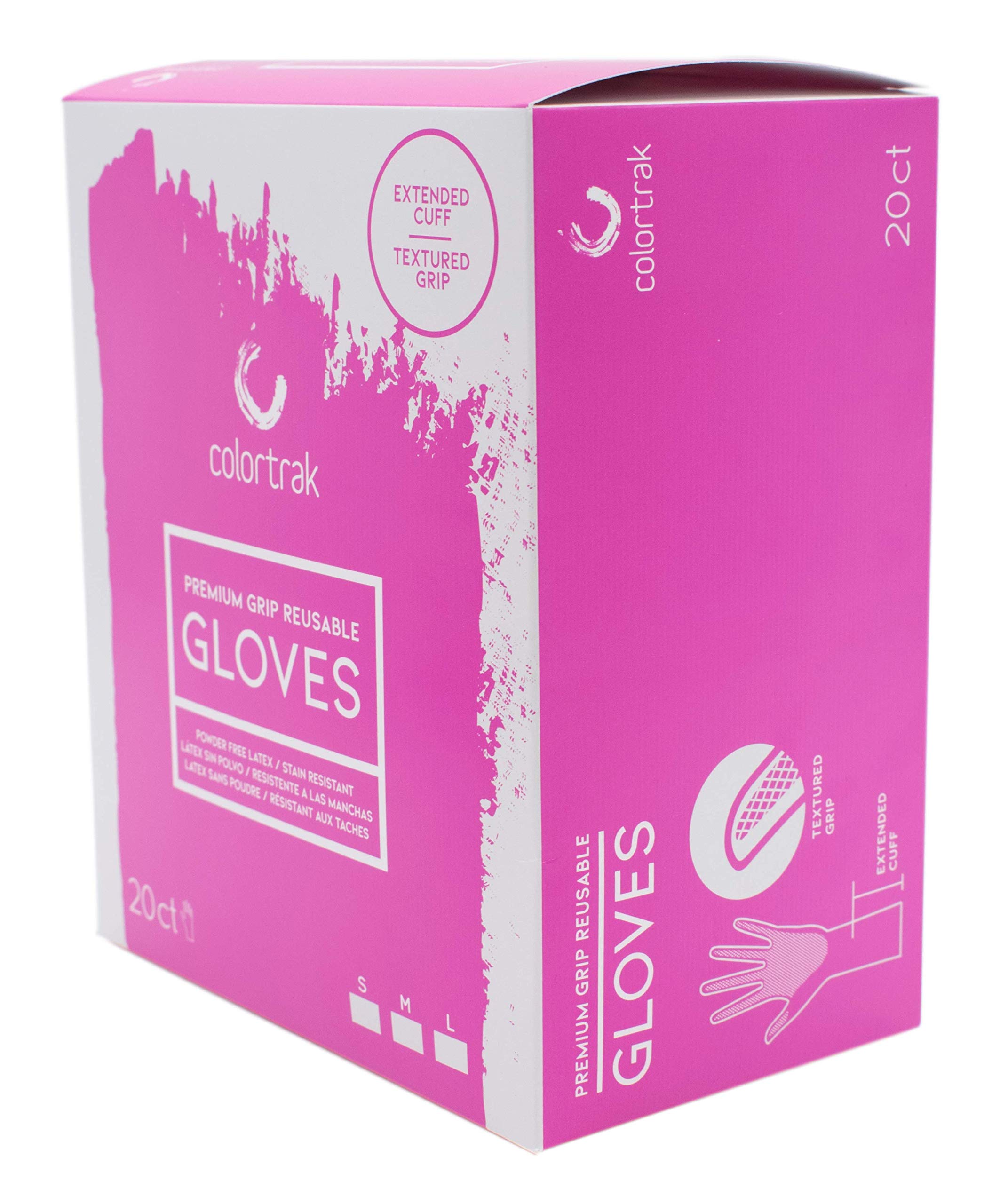 Colortrak Reusable Powder Free Latex Gloves, 20 Count, Multi-Use, Lightweight Latex, Textured Finish, Black Color Hides Stains, Reusable to Reduce Waste, Large