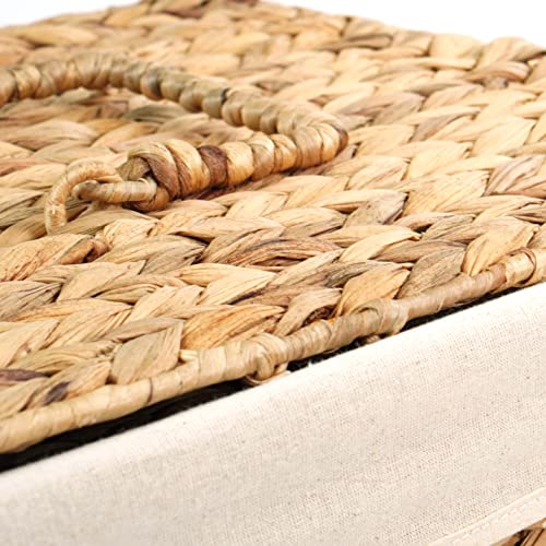 Handmade Rectangular Water Hyacinth Wicker Laundry Hamper with Lid Natural, Large