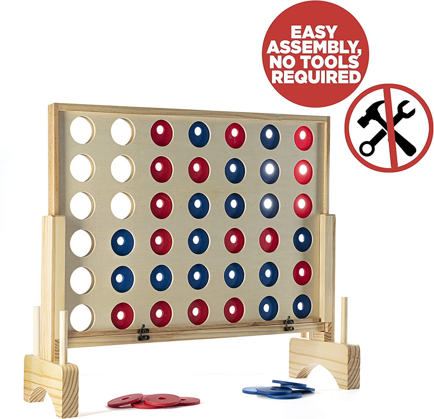Prextex Giant 4 in A Row Connect Game with Travel Bag - Back Yard Games for Family and Friends - Includes Extra Large 42 Discs - Ideal for Team Building, Camping, Parties - Fun for All Ages, 24x27 in