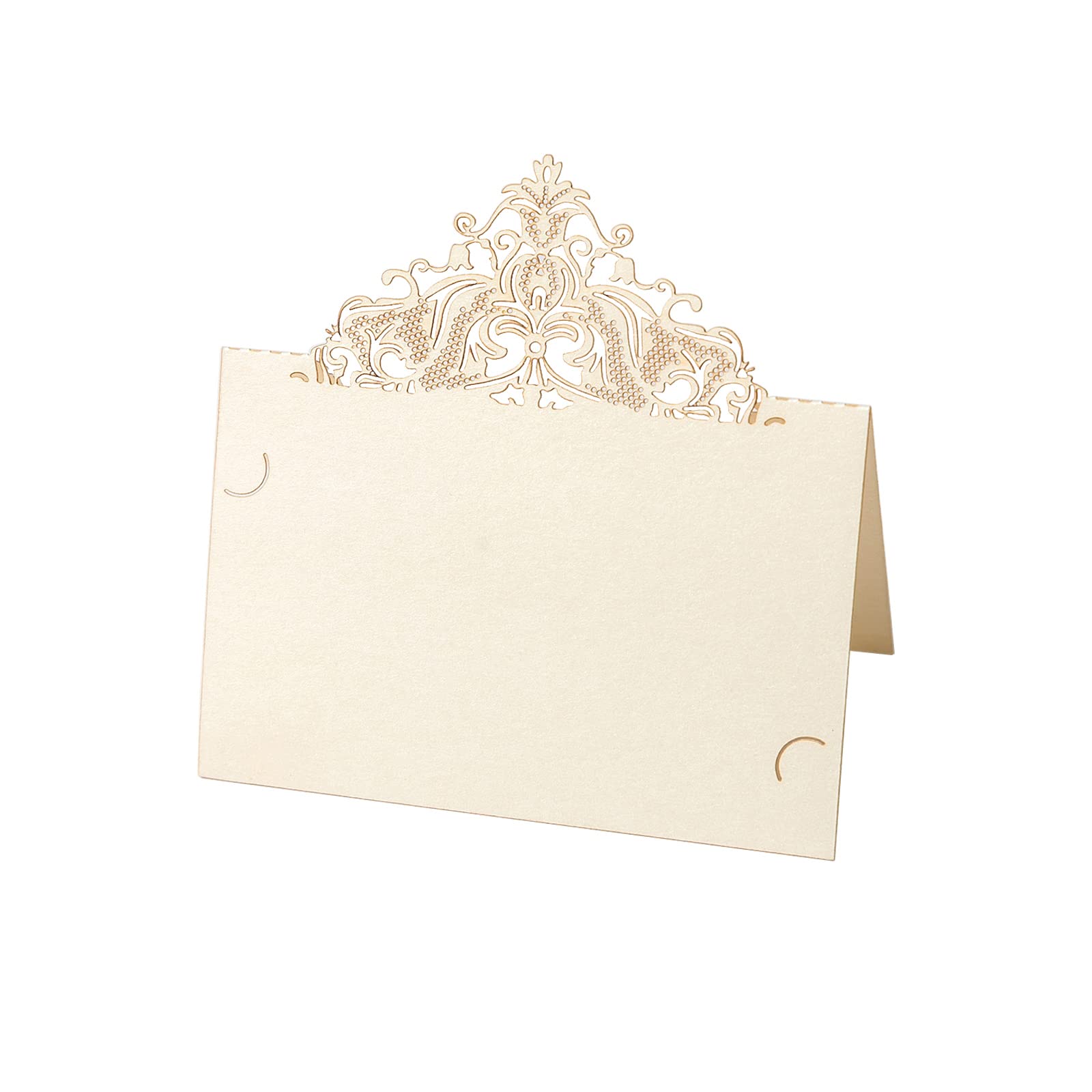 Lace Hollow Out Table Place Cards Wedding Seating Cards 50Pack Folded Place Name Cards for Wedding Banquet Events Party 3.5in Ivory