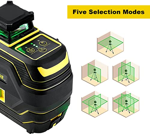 Firecore 3 X 360 Green Laser Level Self-leveling Three-Plane Leveling and Alignment Line Laser Tool with Pulse Mode, 2 Rechargeable Lithium Batteries, Magnetic Pivoting Base, Target Plate(F94T-XG)