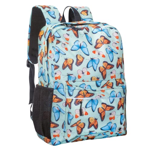 Fenrici Kids Backpack and Lunchbox Bundle for Girls, Boys, Teens (Green Butterfly)