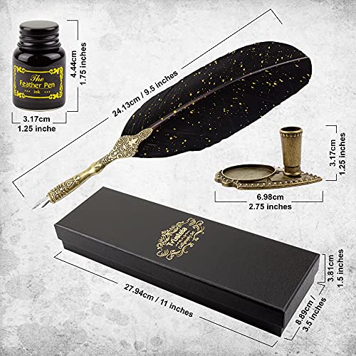 Trustela Calligraphy Pen Set, Feather Pen, Calligraphy Pen Set, Quill And Ink Set, Calligraphy Set For Beginners, Feather Pen And Ink Set, Quill Pen And Ink Set, Quill Pen (BlackFeather)