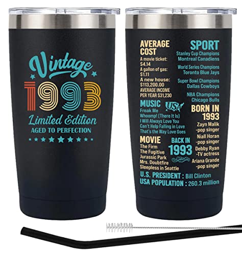 Henghere 30th Birthday Gifts for Men women, 30 Year Old Birthday Gift, Thirty Birthday Present, Happy Birthday Tumbler Cup Gifts（Black）