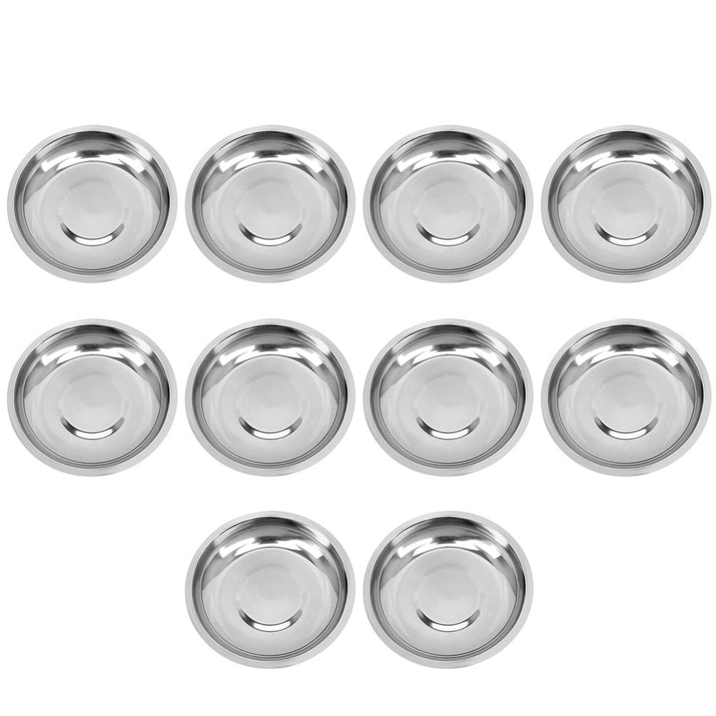 DOITOOL Stainless Steel Sauce Dishes, 10Pcs Round Seasoning Dishes Sushi Dipping Bowl Mini Appetizer Plates Saucers Dishes Mini Saucers Bowl (3. 1Inch)