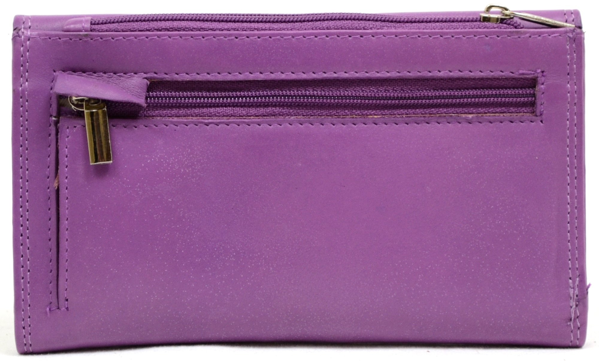 Ladies/Womens Leather Slim Wallet with Magnetic Popper Opening - Lilac