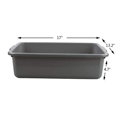 Rinboat 13 L Plastic Commercial Bus Tubs, Grey Plastic Dishwashing Tub, 4 Packs