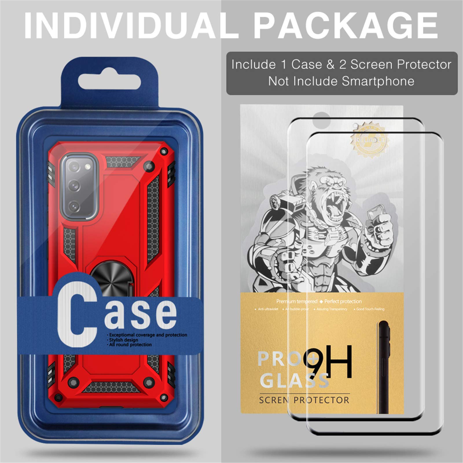 Compatible with Samsung Galaxy S20 Fe 5G Case Heavy Duty with Built in Screen Protector Hard Armor Military Anti-Fall Bumper Cover for Samsung S20 Fe 5G Cases with Magnetic Ring Kickstand