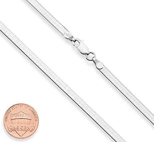 Miabella 925 Sterling Silver Italian Solid 3.5mm Flexible Flat Herringbone Chain Necklace for Women Men, Made in Italy (Length 18 Inches (Small))