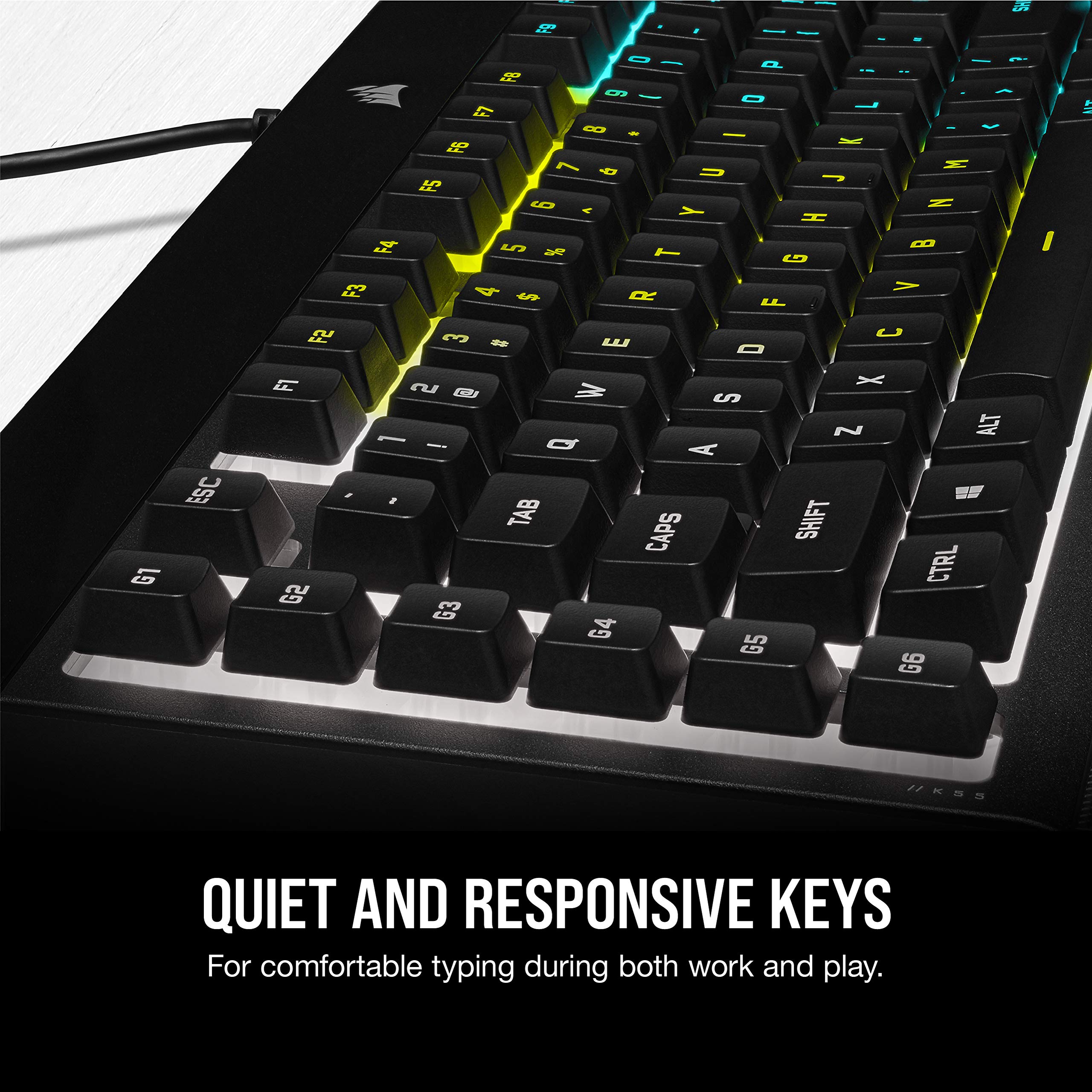 Corsair K55 RGB Pro Wired Dome Membrane Gaming Keyboard with Elgato Stream Deck Software Integration (Renewed)