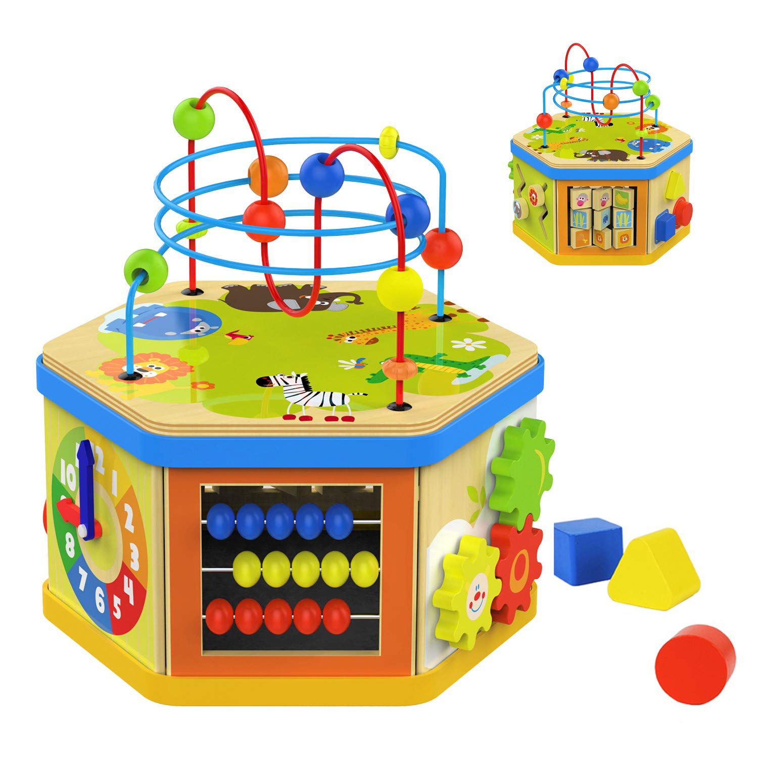 TOP BRIGHT Wooden Activity Cube, Educational Toys for 1 One Year Old Girls and Boys, Baby Girl First Birthday Gifts