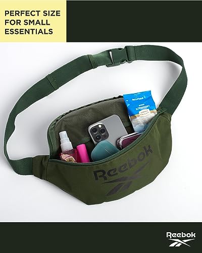 Reebok Fanny Pack - Foundation Lightweight Waist Belt Bag - Crossbody Bag for Gym, Running, Hiking, Festivals, Sports, Varsity Green