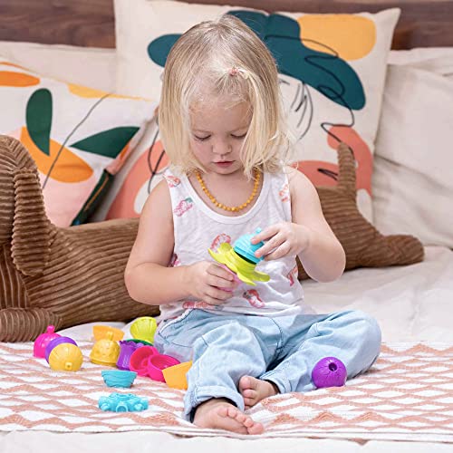 Lalaboom 12 Piece Baby Toddler Beads β Montessori Educational Shape and Color STEM Construction Toy 10 Months to 3 Years - BL100, Multicolor