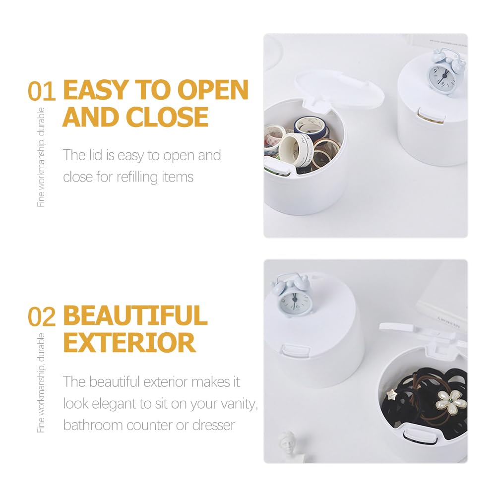 minkissy 3pcs Clamshell Cotton Swab Storage Box PP Cotton Swab Holder Cotton Round Dispenser Cotton Swab Containers for Bathroom Home Storage