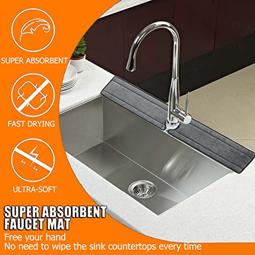 Faucet Absorbent Mat - 24 inch Microfiber Drip Catcher Kitchen Sink Splash Guard Quick Drying Sink Mats For Kitchen Sink, Bathroom, Counter Top, Farmhouse
