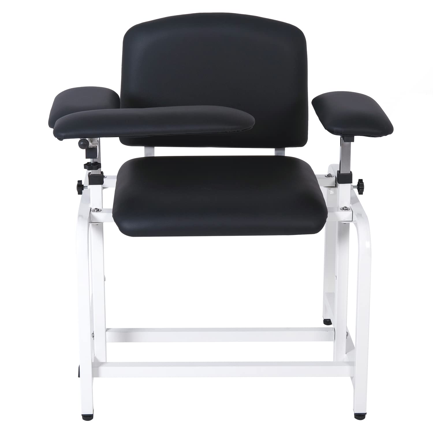 COOLWAVE Comfortable Padded Phlebotomy Chair with Arms, Blood Drawing Chair with Adjustable Armrest, Lab Chair for Drawing Blood (Black) (Left)