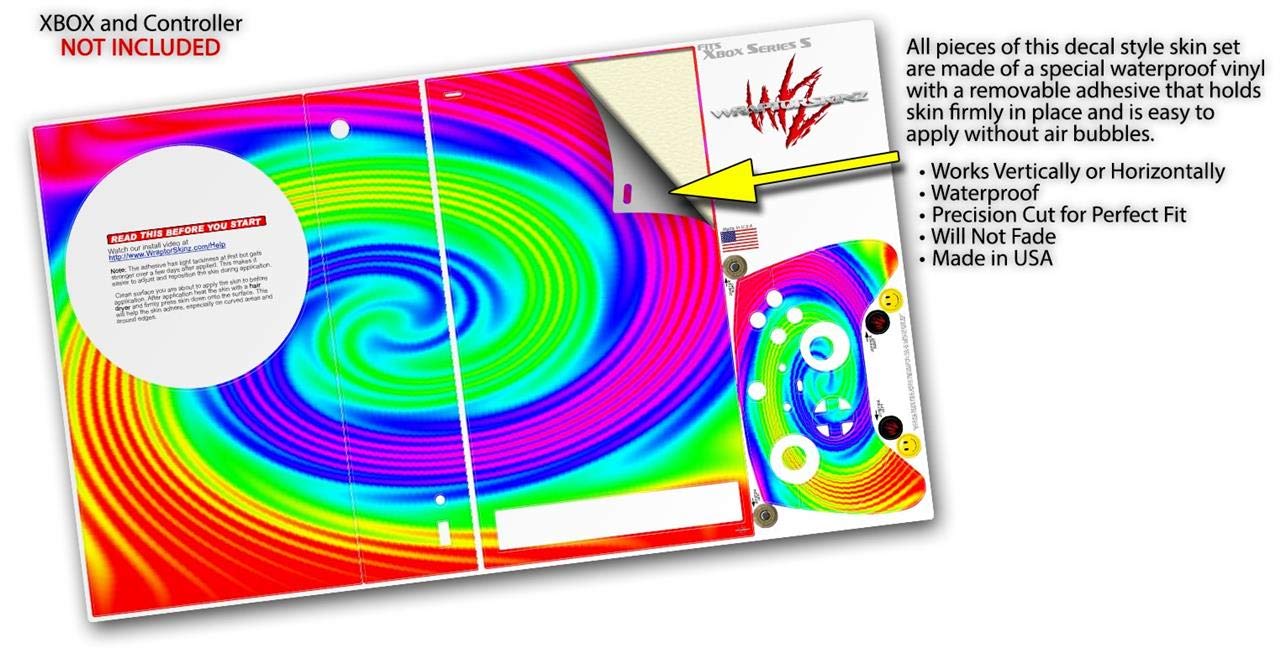 WraptorSkinz Skin Decal Vinyl Wrap compatible with the XBOX Series S Console and Controller Rainbow Swirl (GAMING CONSOLE NOT INCLUDED)
