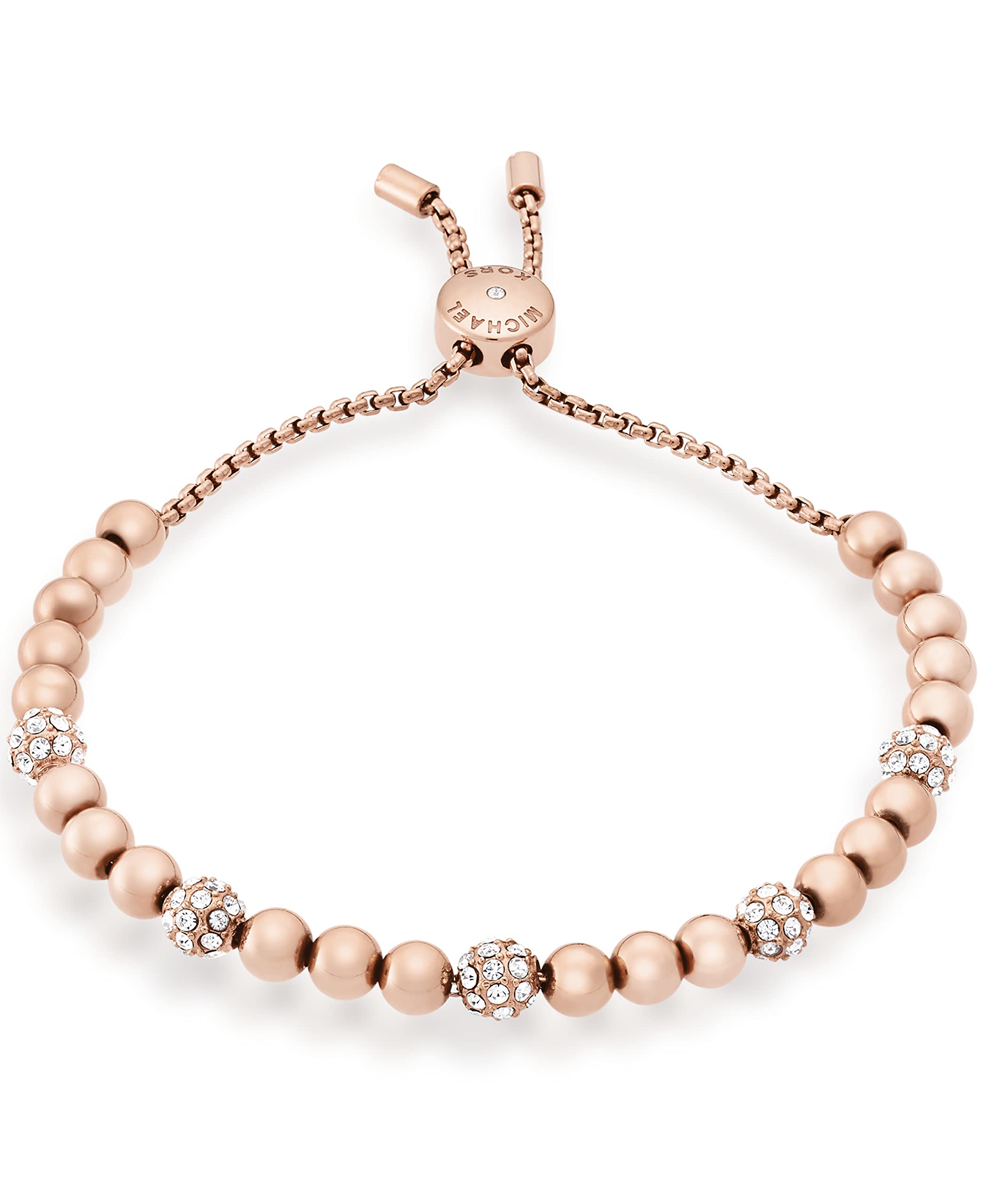 Michael Kors Women's Rose Gold-Tone Beaded Stainless Steel Slider Bracelet (Model:MKJ5220791)