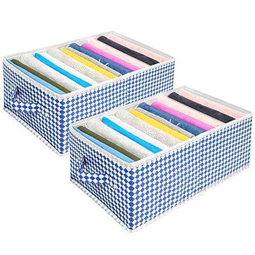 MULISOFT Drawer Organizers for Clothing, 2 Pack Underwear Drawer Organizer Clothes, 10 Grids Clothes Organizer for Folded Clothes,Wardrobe Clothes Organizer for Jeans,Pant,Sweaters,T-Shirt,Underwear