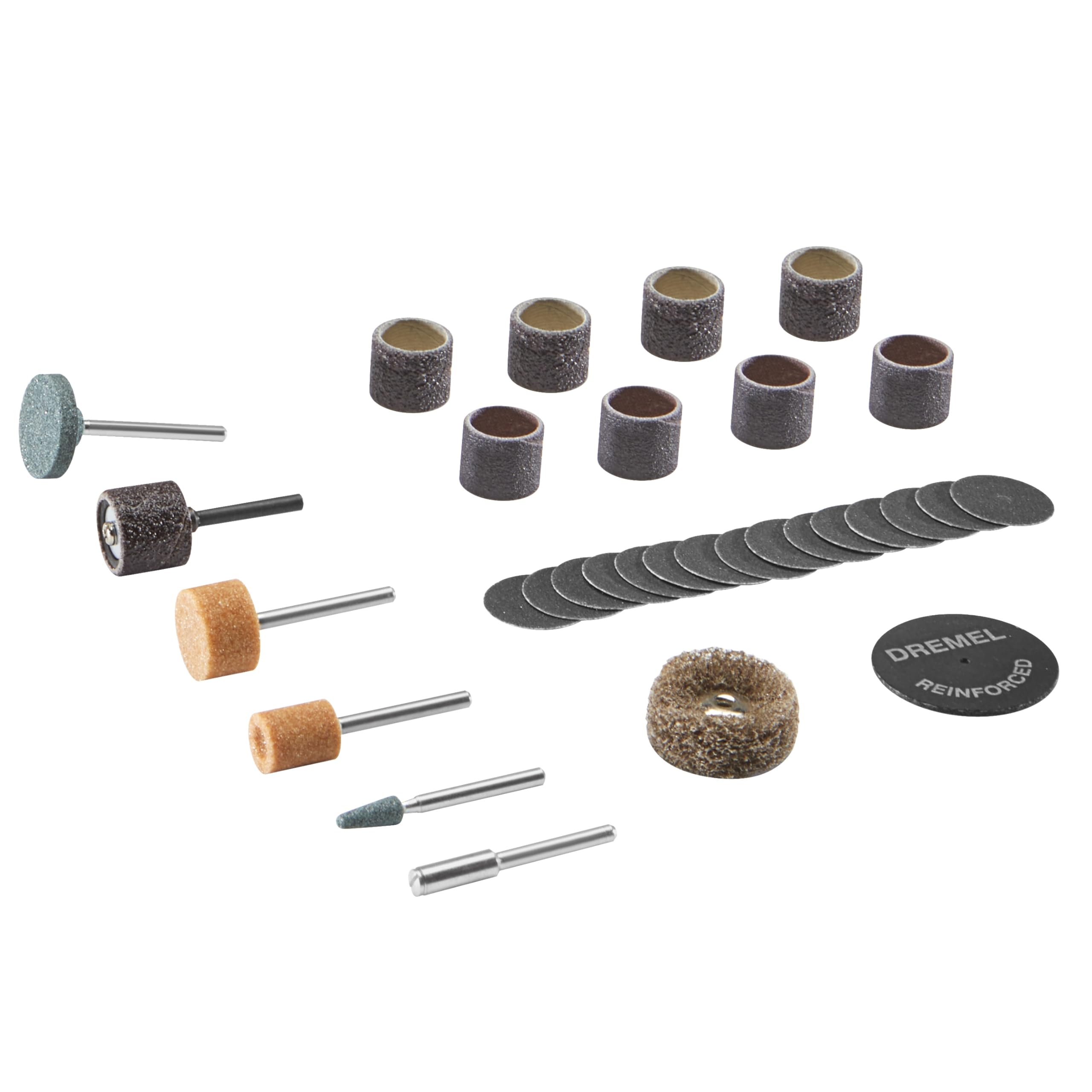 Dremel 727-01 Sanding & Grinding Rotary Tool Accessory Kit with Case, 31-Piece β Includes Grinding Stones, Sanding Bands, Cut-Off Wheel and Mandrel