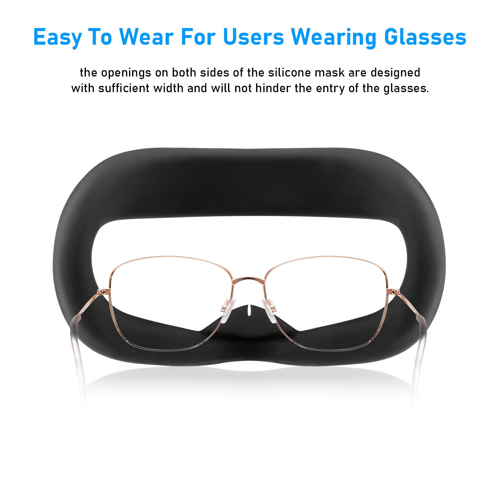 Colohas VR Interfacial Silicone Cover Face Cover for Oculus Quest 2 Sweat Guard Anti-Leakage Cushion Pad (Black)